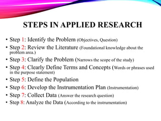 Educational Research Quantitative Methods (basic and applied) | PPT