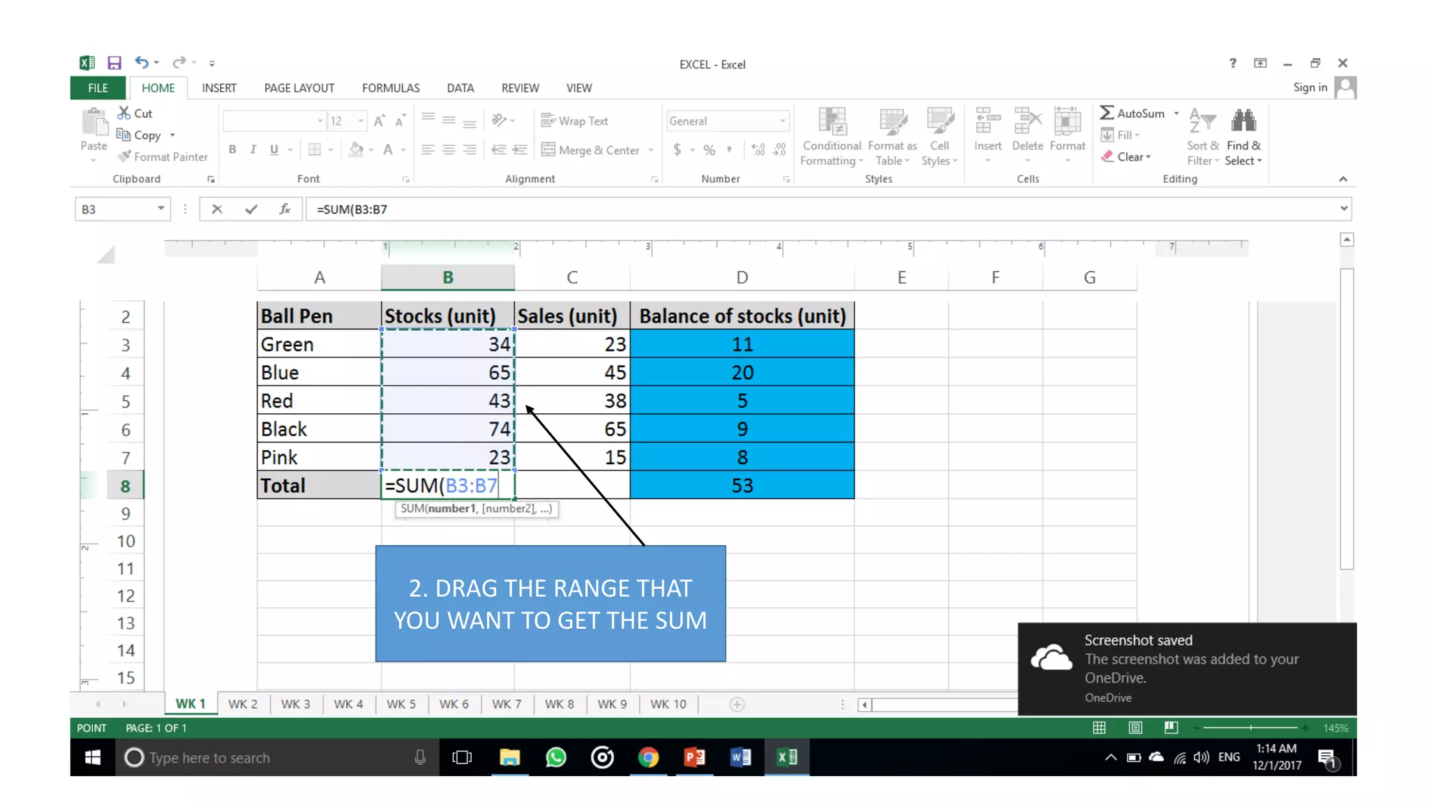 How To Create A Sum Function In Excel Ppt