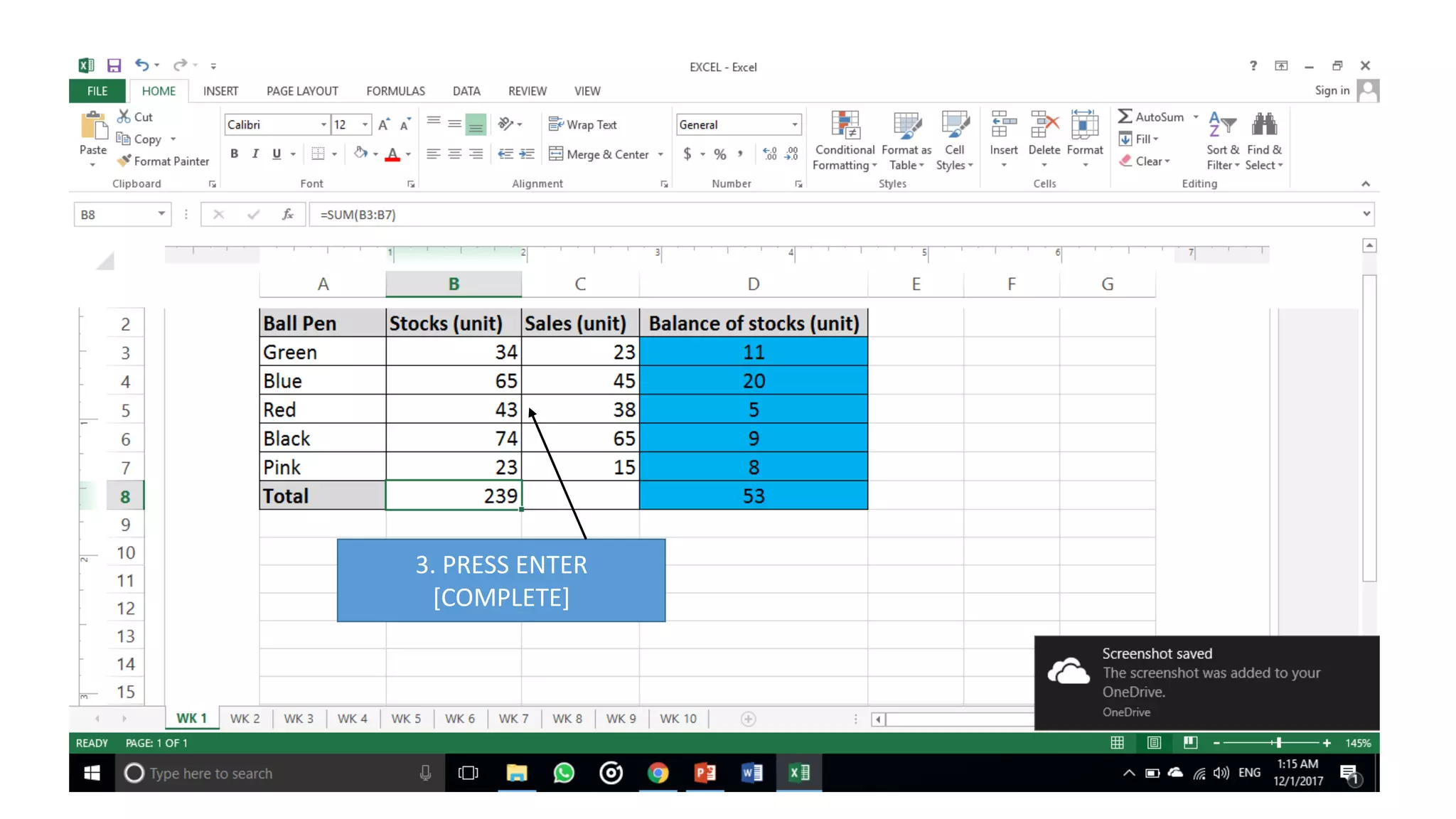How To Create A Sum Function In Excel Ppt
