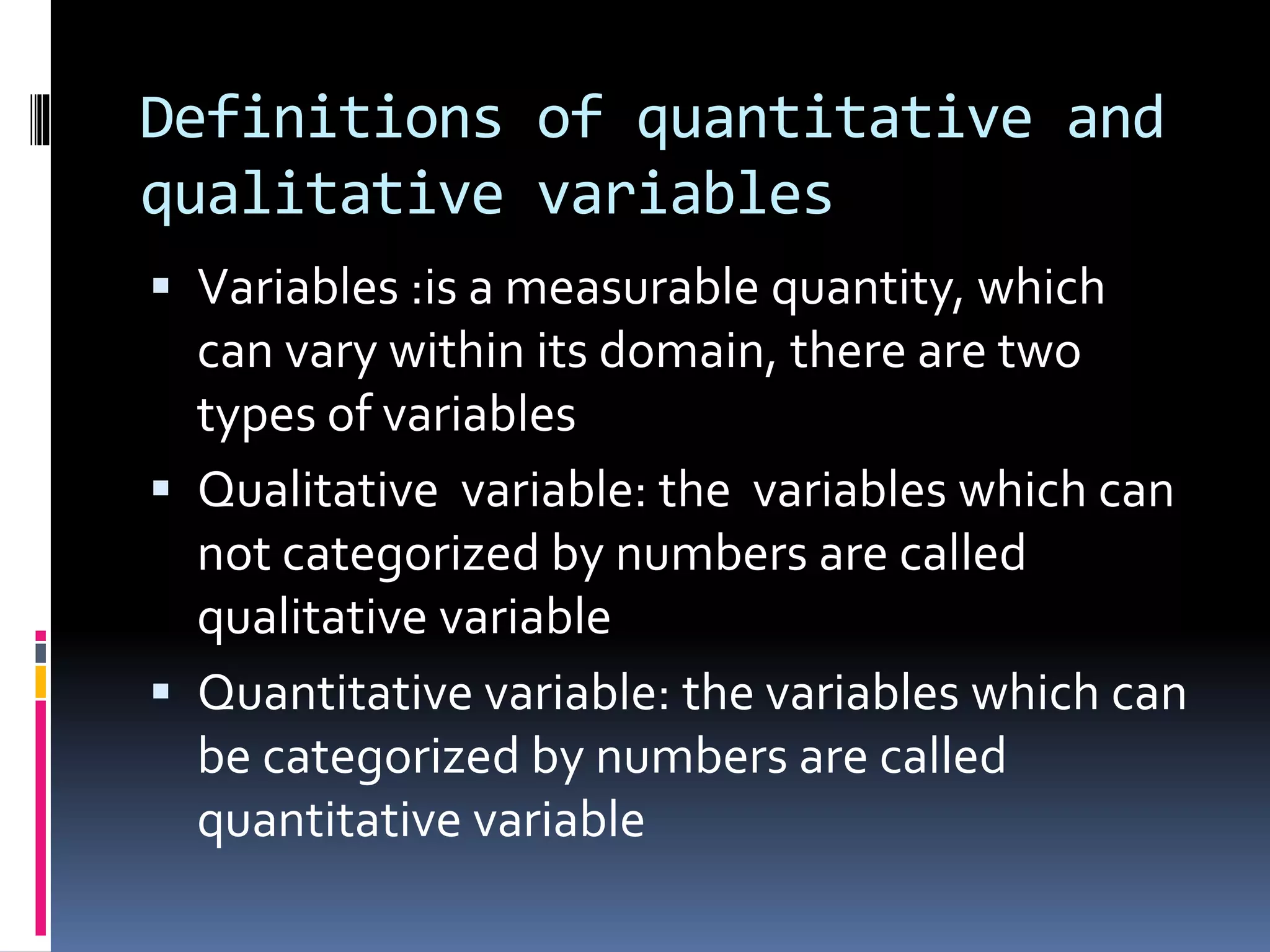 Quantitative and qualitative variables | PPTX