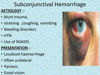 CAUSES AND MANAGEMENT OF RED EYES | PPTX