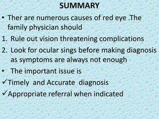 CAUSES AND MANAGEMENT OF RED EYES | PPTX