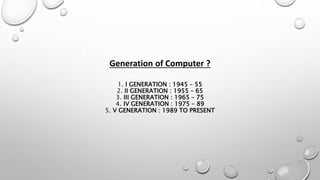Second Generation Computer | PPTX