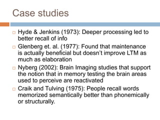 Levels Of Processing-Practice Effect, Mnemonics, Recall VS Recognition ...
