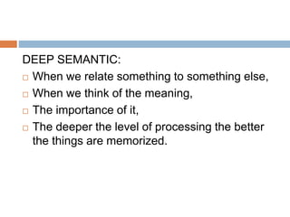 Levels Of Processing-Practice Effect, Mnemonics, Recall VS Recognition ...