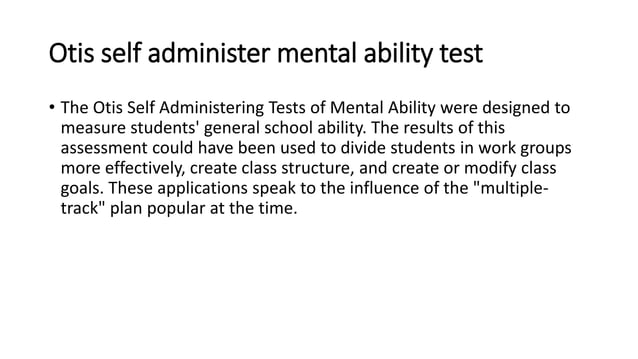Otis mental ability test | PPTX | Standardized Testing | Educational ...