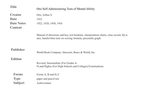 Otis mental ability test | PPTX