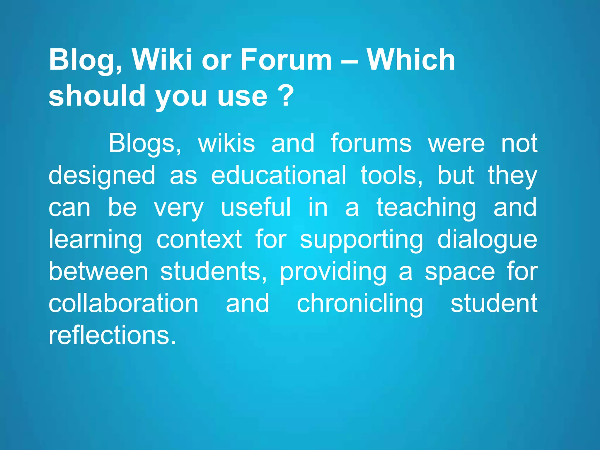 WIKI, BLOG, FORUM | PPTX