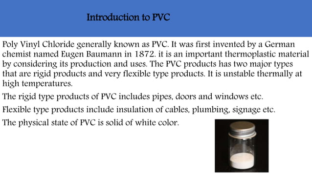 Poly Vinyl Chloride (PVC) | PPTX | Chemistry | Science