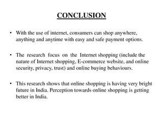 STUDY ON IMPACT OF E-COMMERCE ON BUYING BEHAVIOUR | PPT