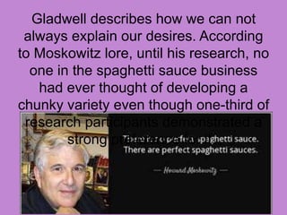 Analysis of "Choice, Happiness and spaghetti sauce" | PPTX