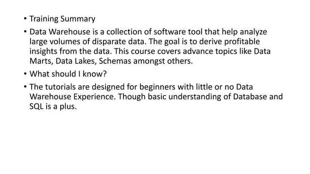 Data Warehousing Tutorials | PPT