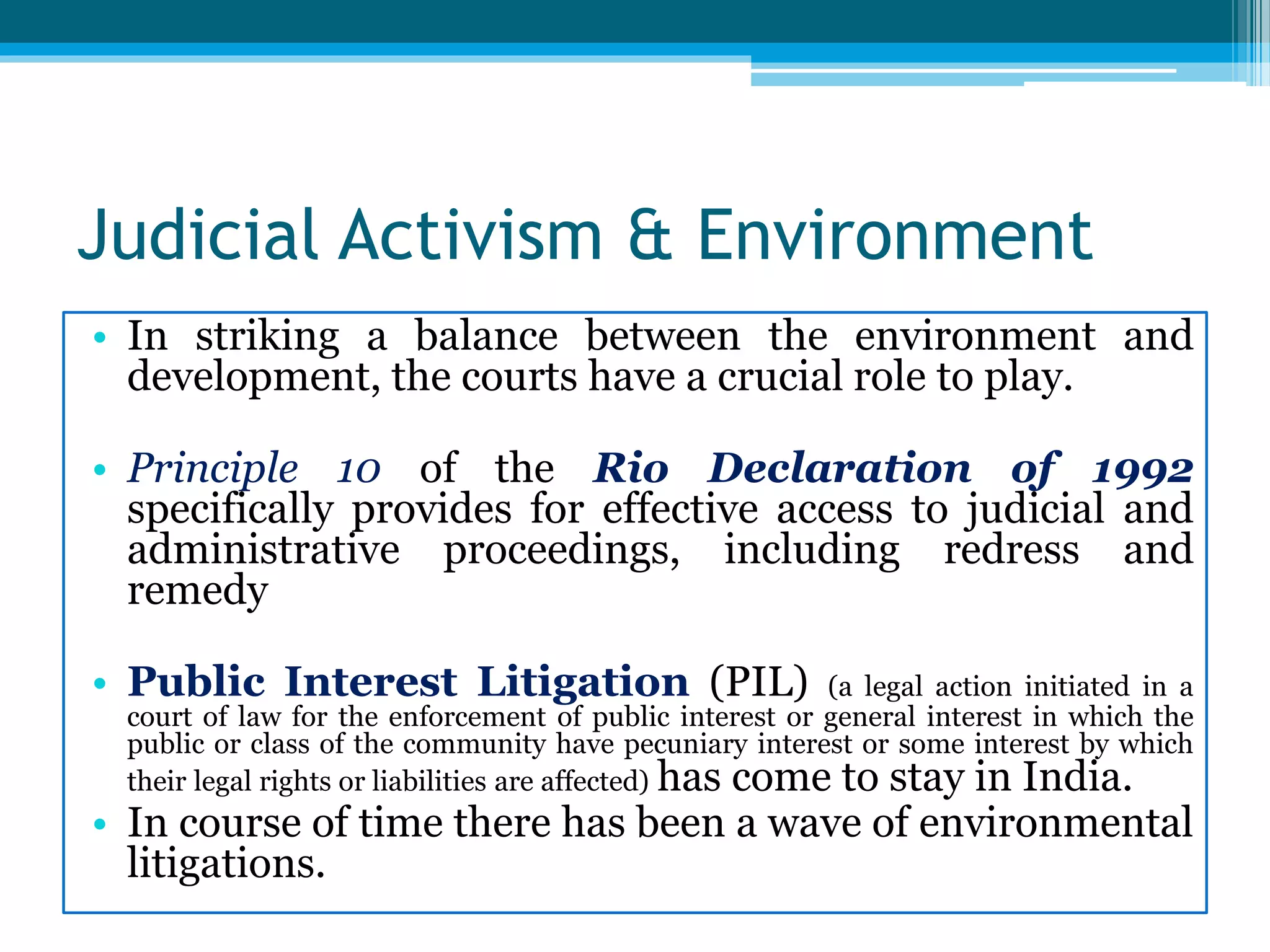 Judicial Activism vis-a-vis Environment in India | PPTX