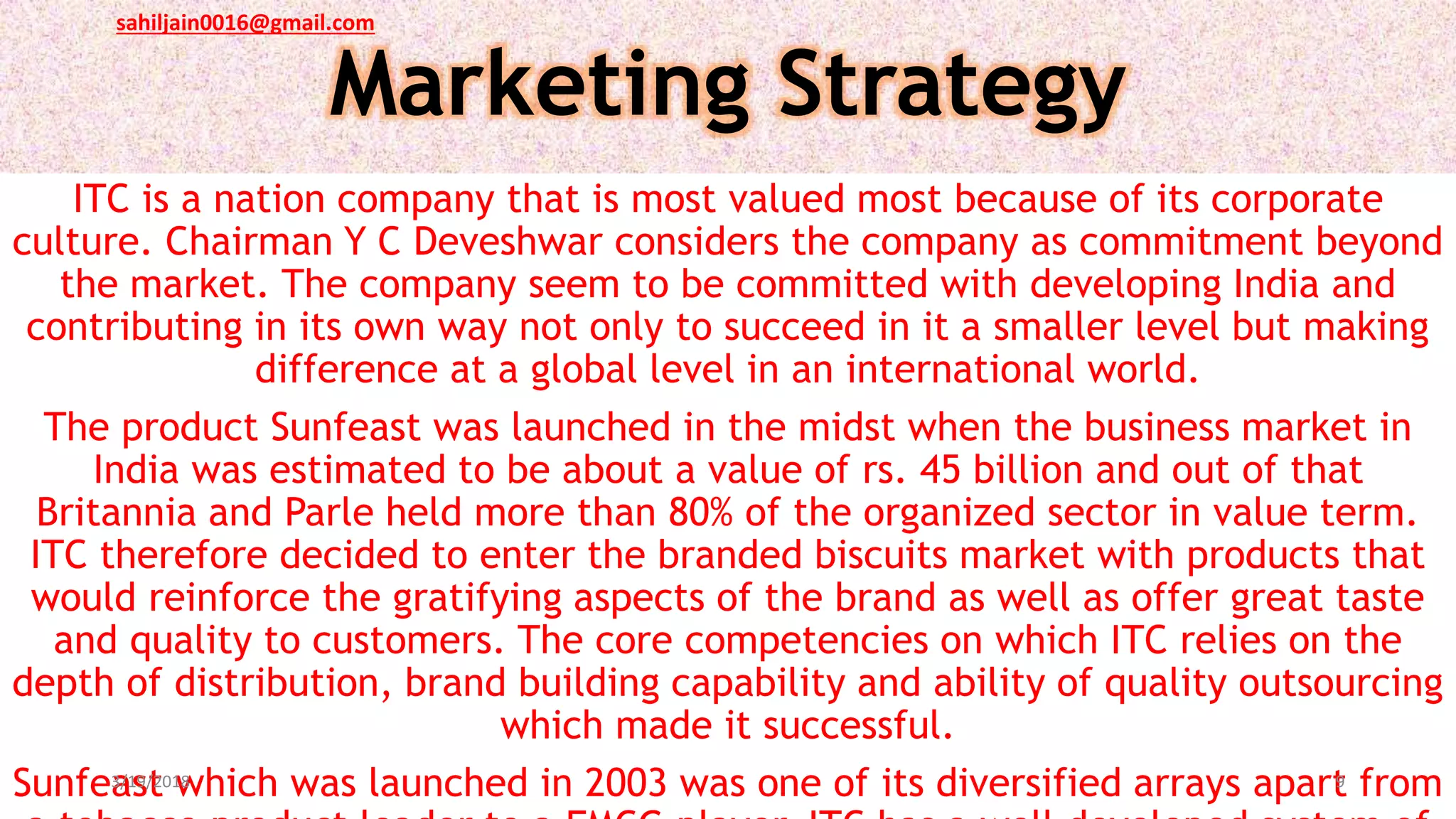 ITC marketing strategy for Sunfeast | PPTX
