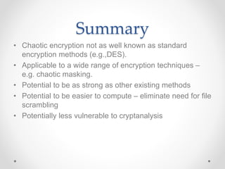 Seminar on Chaos Based Cryptography | PPTX