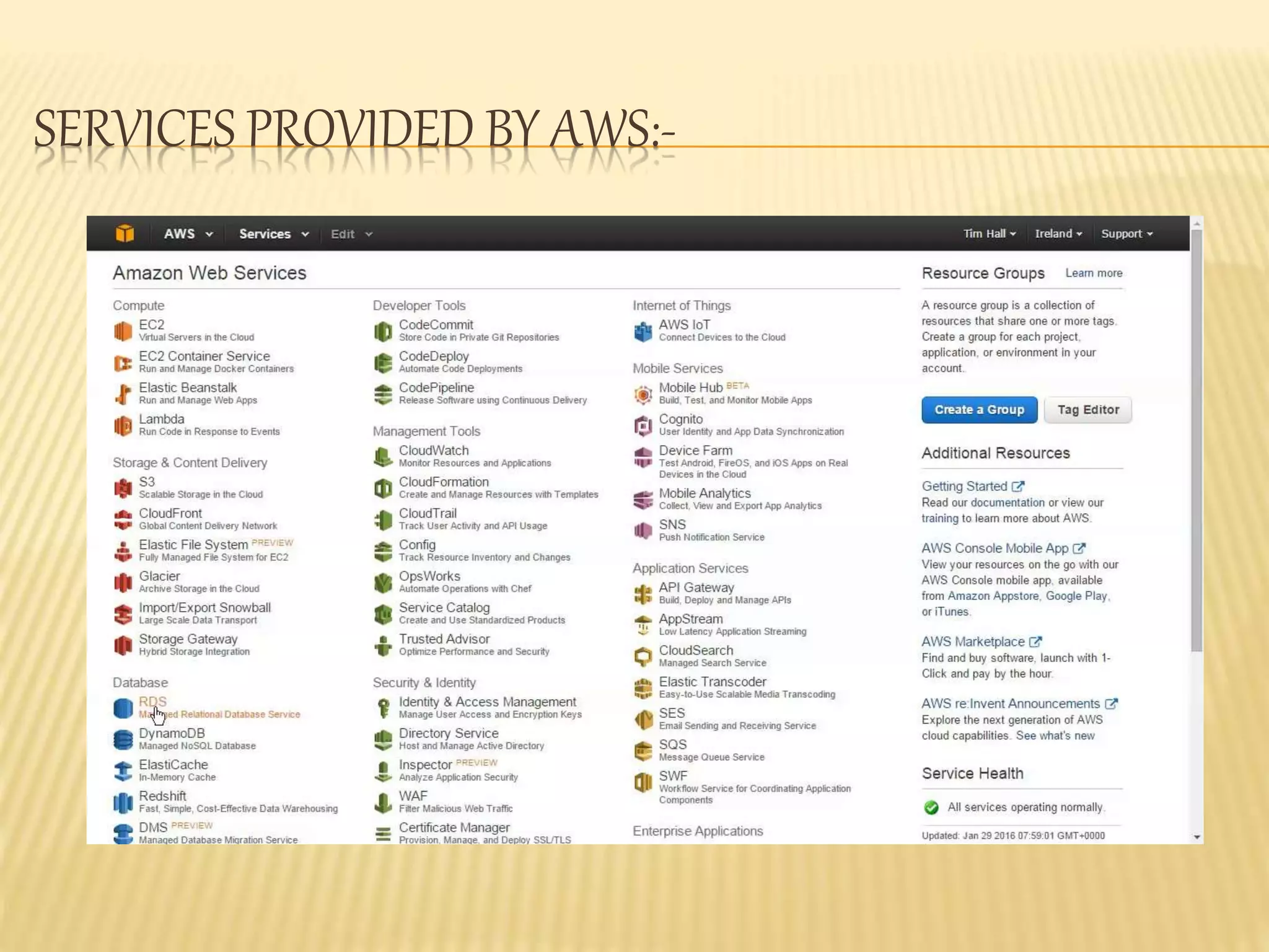 Amazon Web Services (Database) | PPTX | Databases | Computer Software and Applications