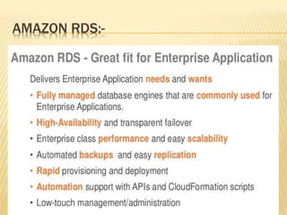 Amazon Web Services (Database) | PPTX | Databases | Computer Software ...
