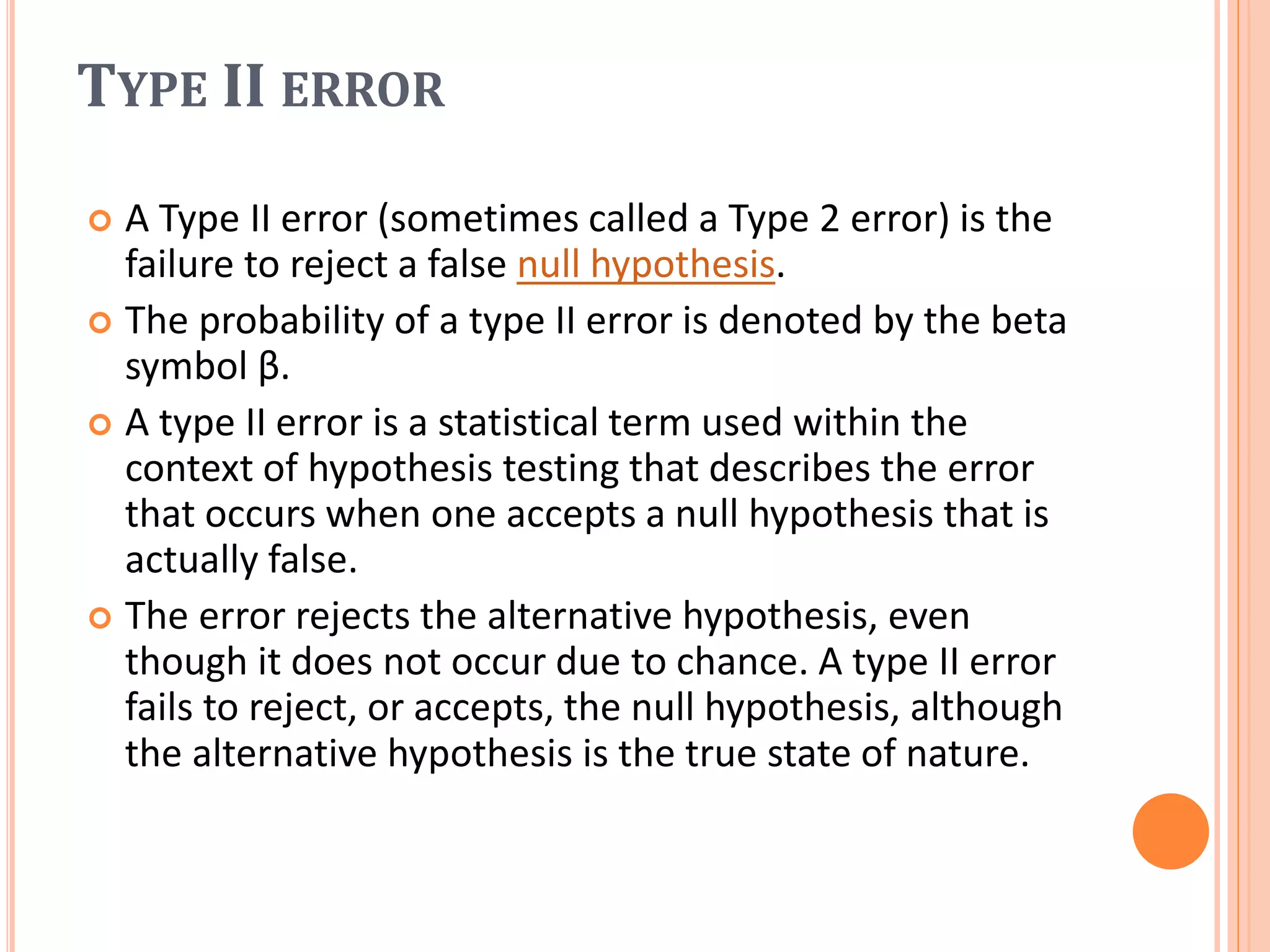 Types of error in hypothesis | PPTX | Chemistry | Science