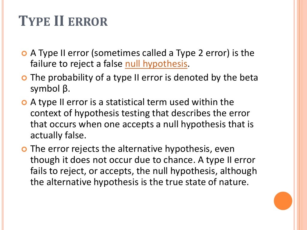 Types of error in hypothesis