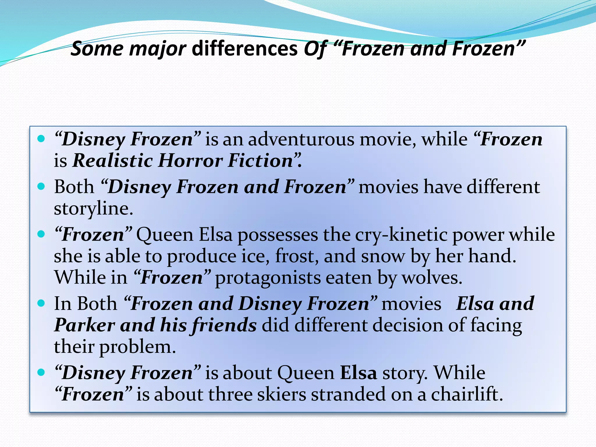 genre analysis of FROZEN vs FROZEN | PPTX | Computer Animation ...