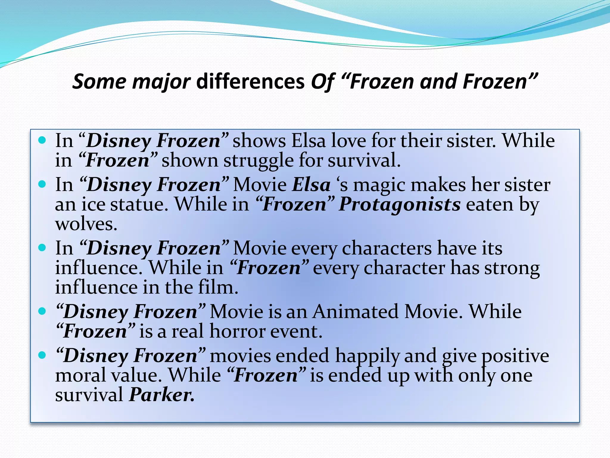 genre analysis of FROZEN vs FROZEN | PPTX | Computer Animation ...