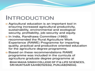 report on rawe | PPTX | Agriculture | Industries