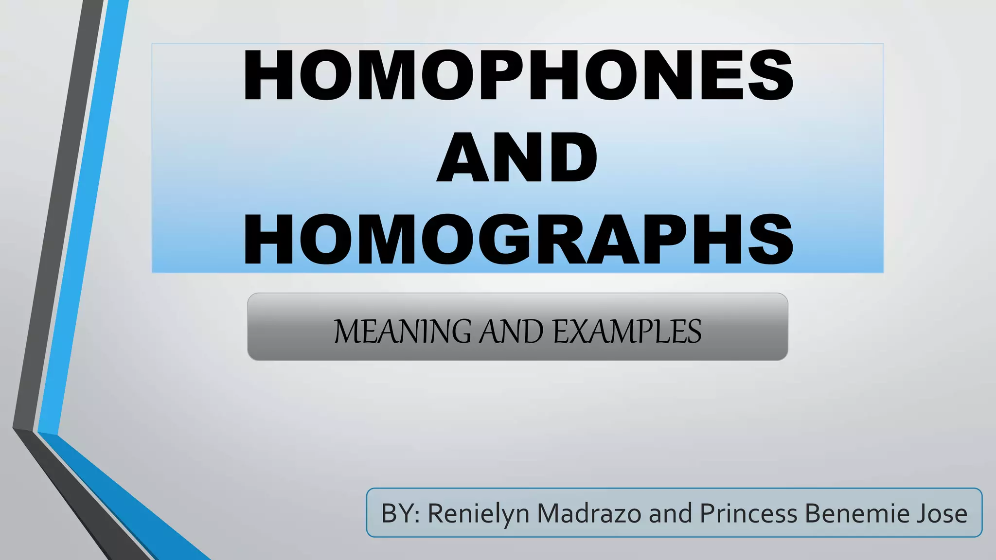 Homophones and Homographs | PPT