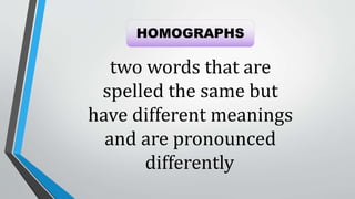 Homophones and Homographs | PPT