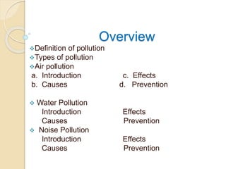 Definition of pollution Types of pollution Air pollution | PPT