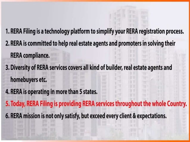 RERA FILING Simplifying rera for you - Introduction | PPT