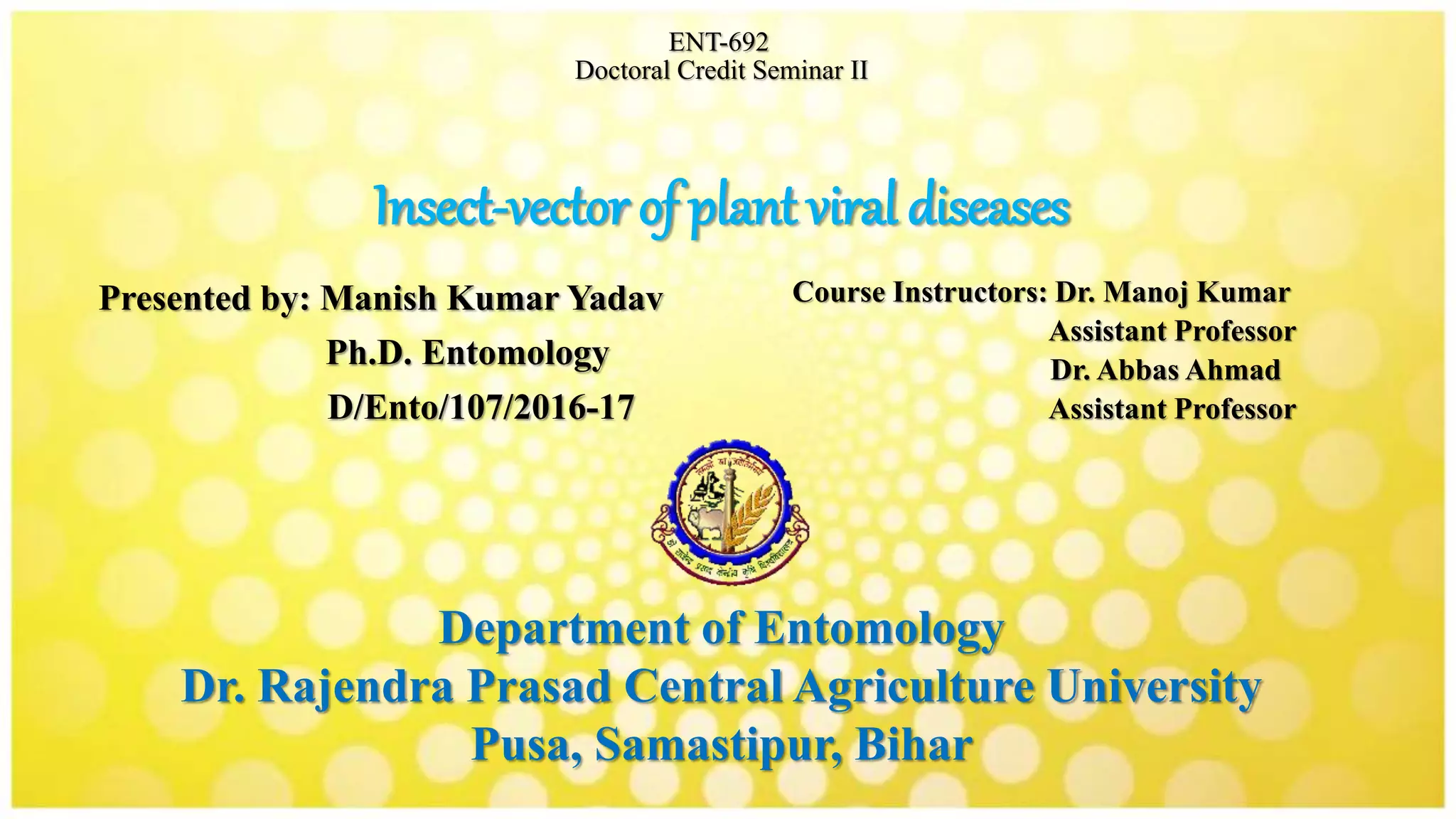 Insect Vector of Plant Viral Diseases | PPTX