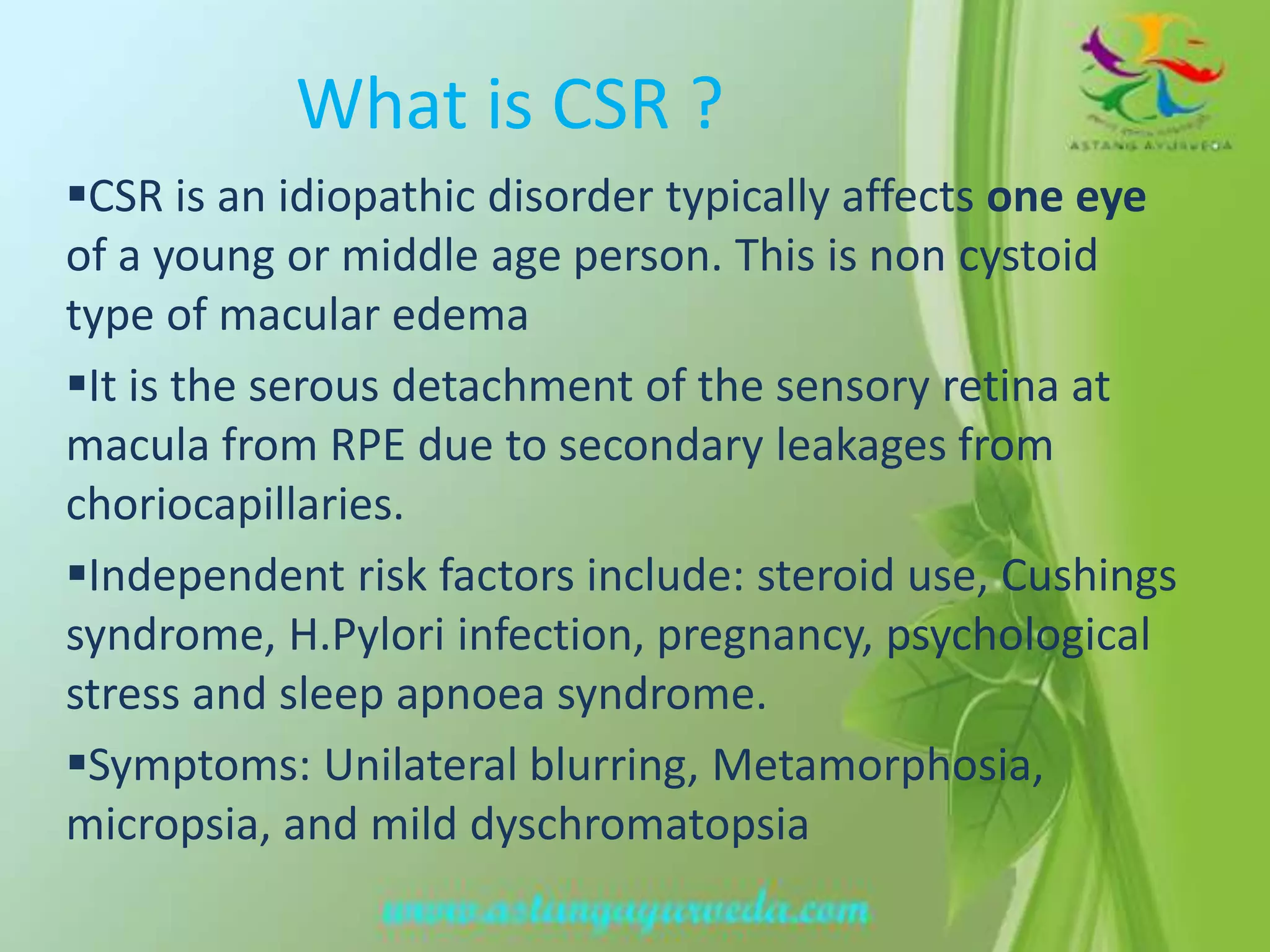 Sucessfully Treatment of Central Serous Chorioretinopathy, CSR in ...