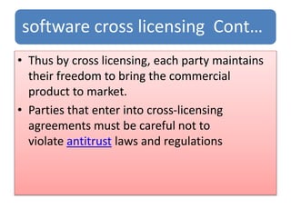 Software cross licensing Agreement & Defensive Publishing and patent ...