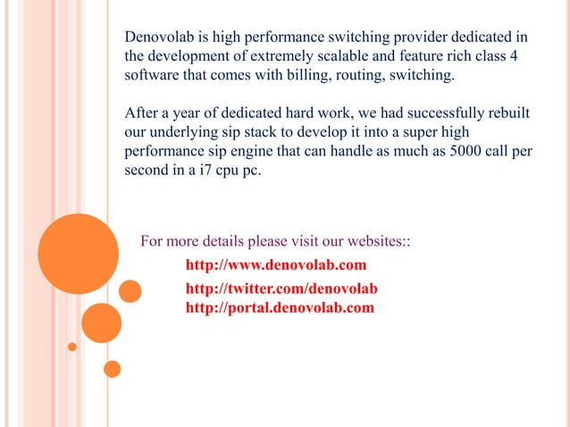 DENOVOLAB- The High Performance Switch | PPTX | Computing | Technology & Computing