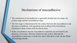 Mucoadhesive drug delivery system | PPTX