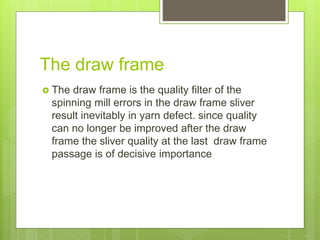Drawing frame and its machine parts | PPTX