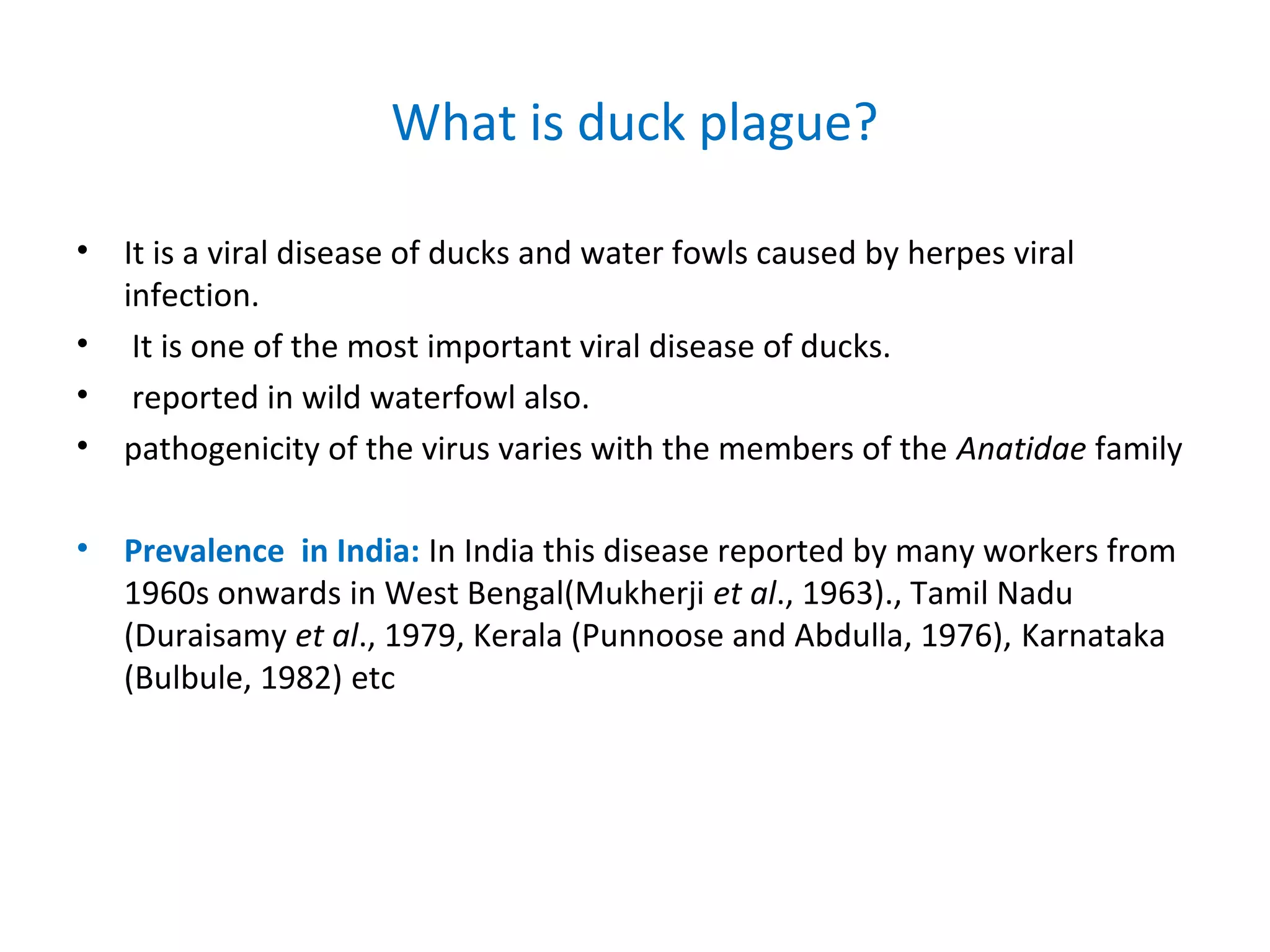 Duck plague a glance/ Duck viral enteritis | PPT