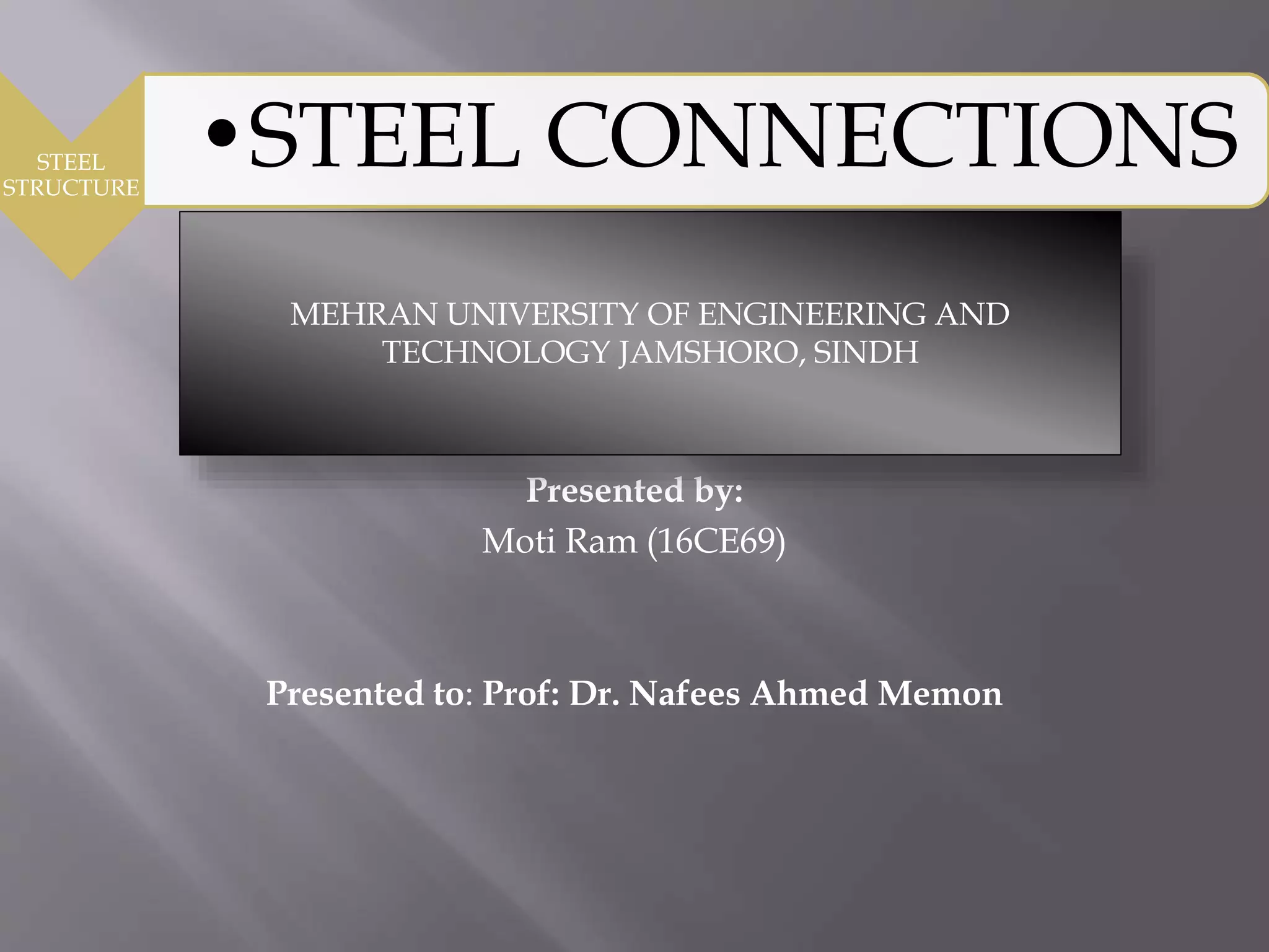 Steel Connections In Steel Structure Pptx