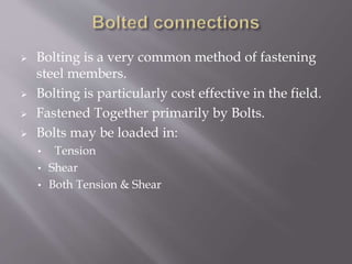 Steel connections in steel structure | PPTX