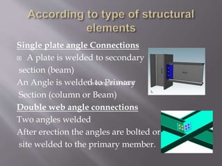 Steel connections in steel structure | PPTX