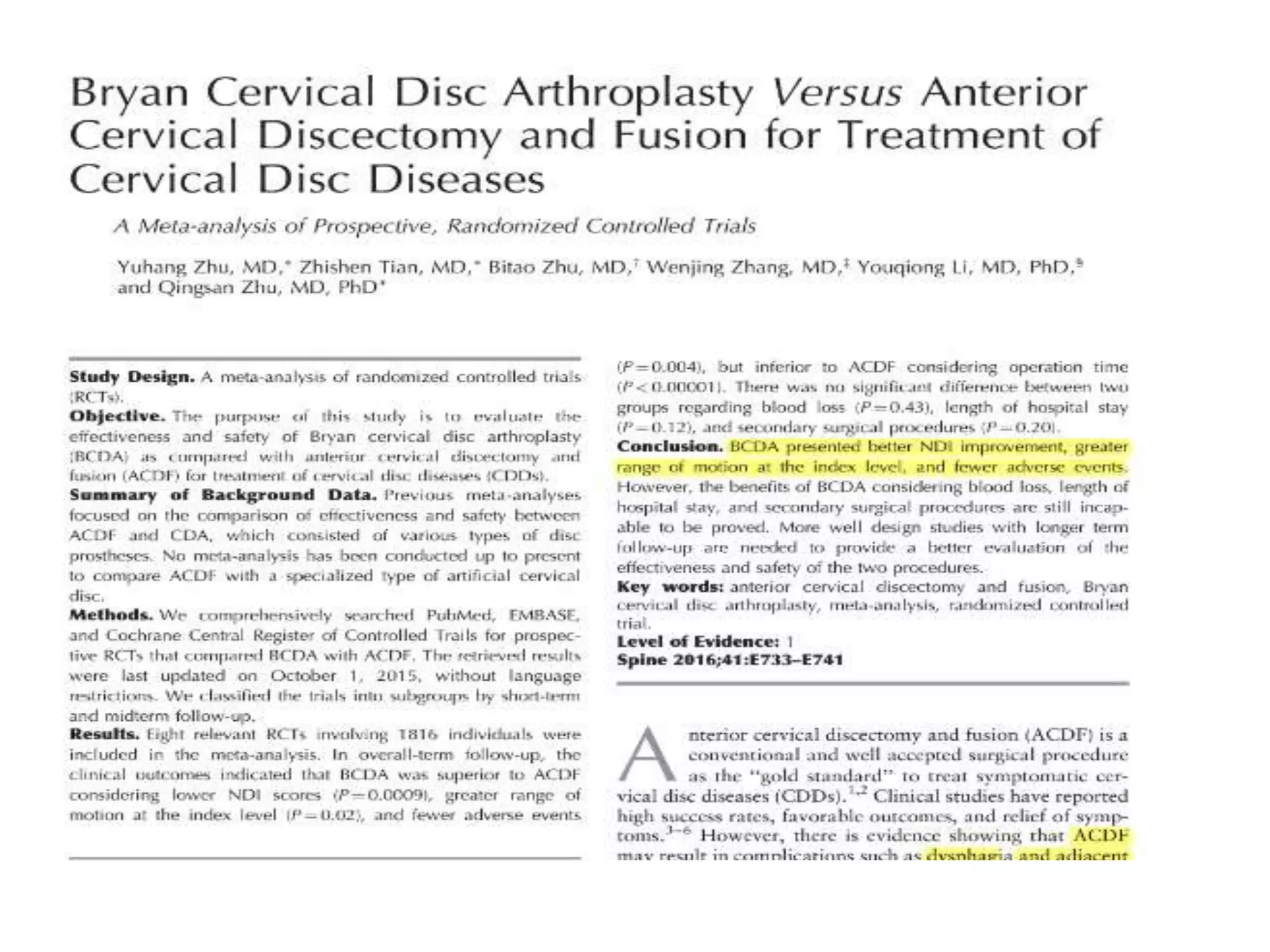Artificial disc replacement vs ACDF | PPTX