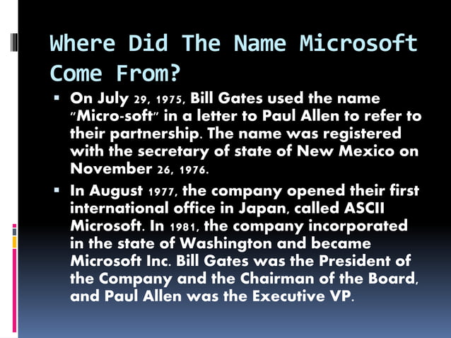 A Short History of Microsoft | PPTX | Computing | Technology & Computing