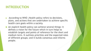 History of National Health policy up to Independence | PPTX