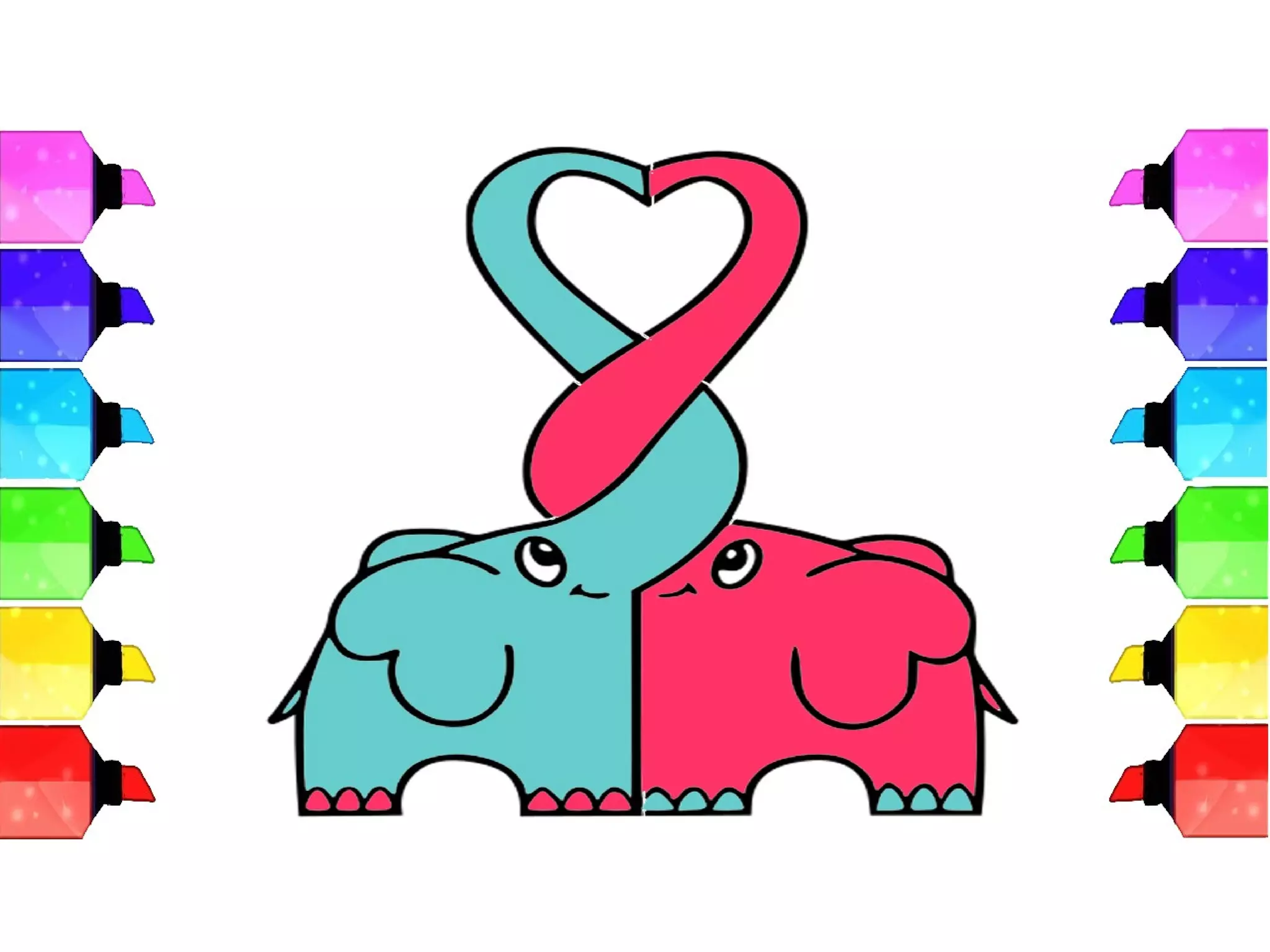 How to Draw Cute Kawaii Chibi Elephants in Love step by step easy | PPT