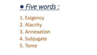 Vocabulary Drill : Five words | PPTX