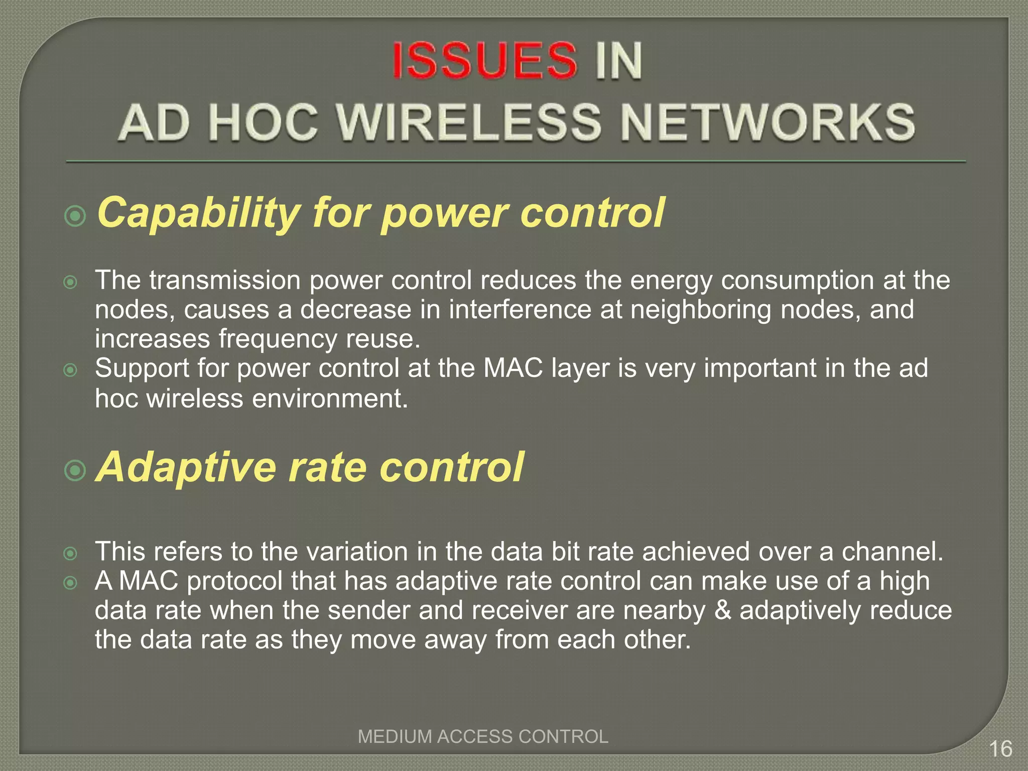 ISSUES IN AD HOC WIRELESS NETWORKS | PPTX