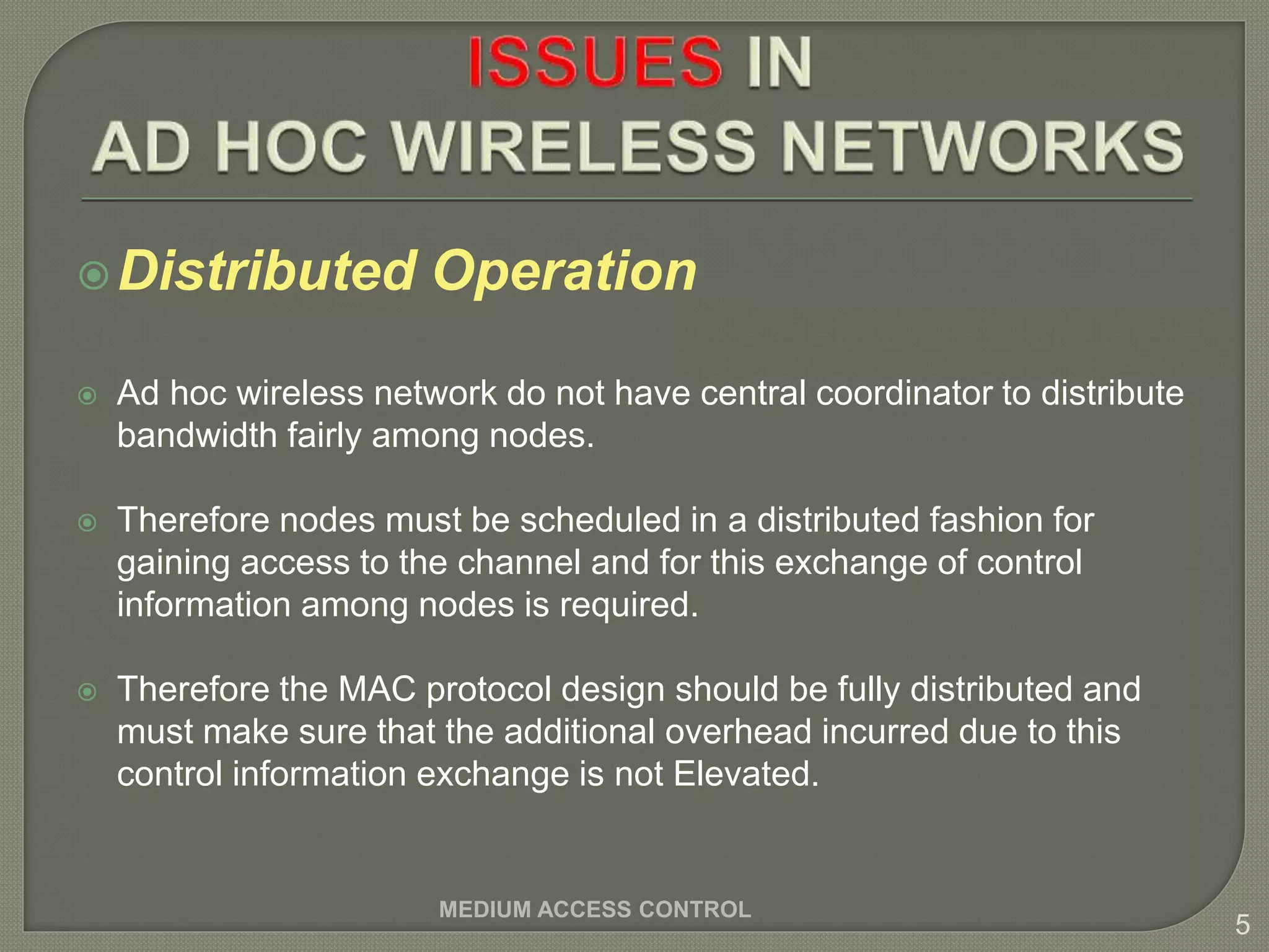 ISSUES IN AD HOC WIRELESS NETWORKS | PPTX