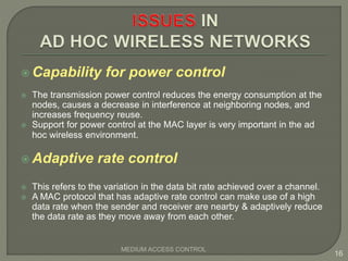 ISSUES IN AD HOC WIRELESS NETWORKS | PPTX