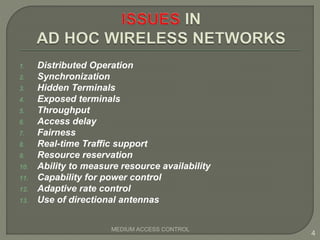 ISSUES IN AD HOC WIRELESS NETWORKS | PPTX