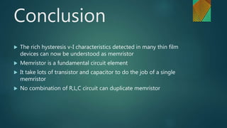 Memristor | PPTX | Physics | Science